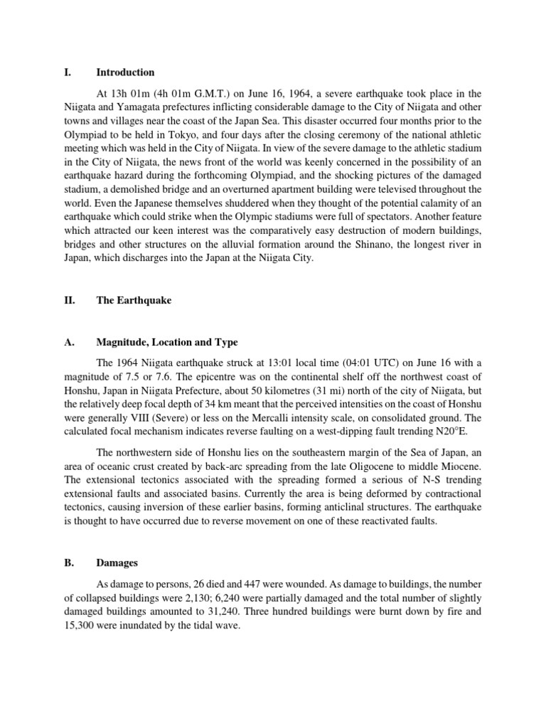 Niigata Earthquake Case Study | PDF | Emergency Management | Earthquakes
