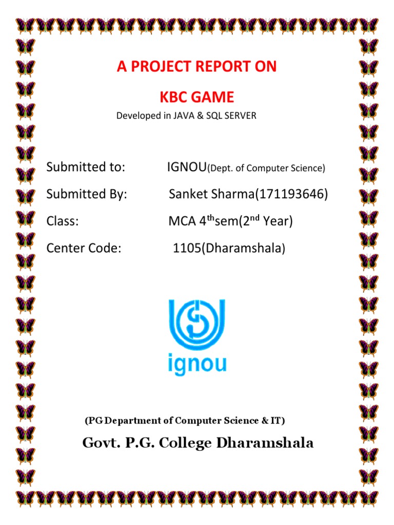 A Project Report On KBC Game | Download Free PDF | Java (Programming ...