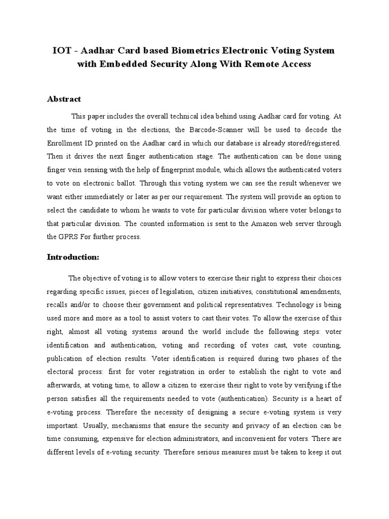 256 - IOT - Aadhar Card Based Biometrics Electronic Voting System With ...