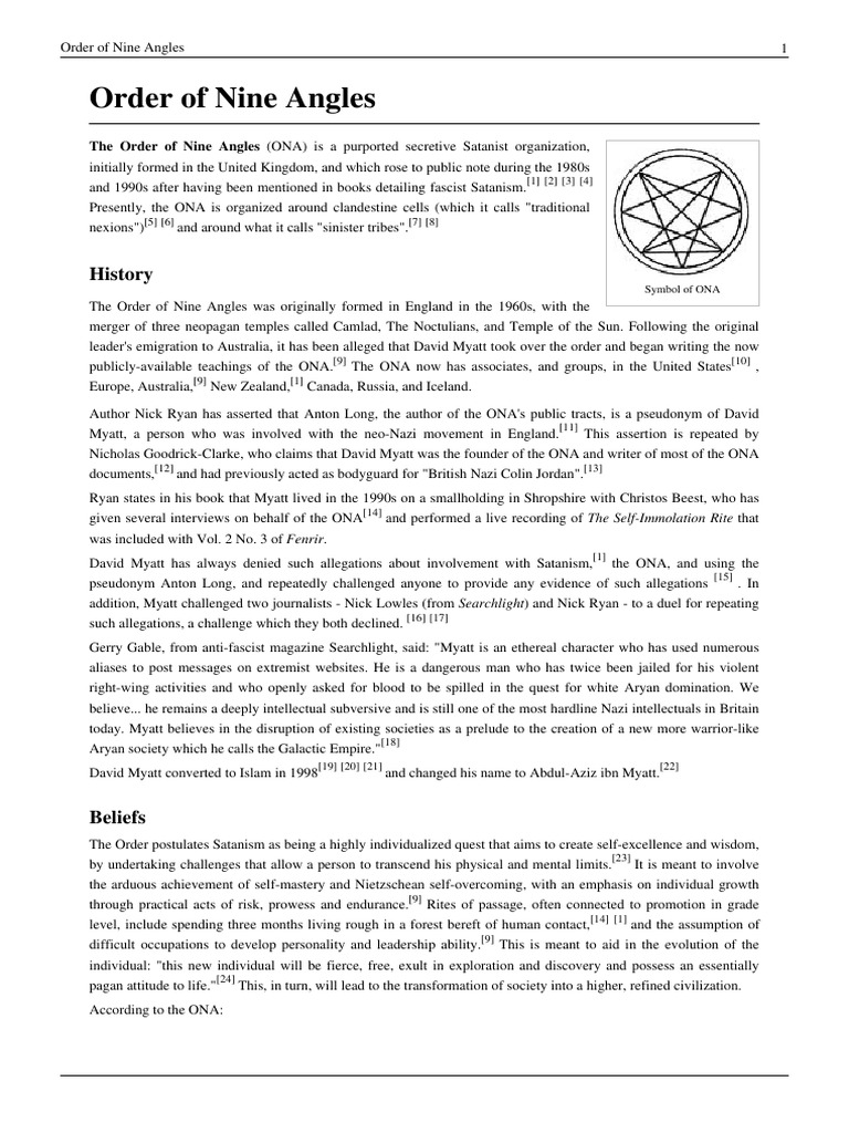 Order of Nine Angles: History | PDF | Satanism | Western Esotericism