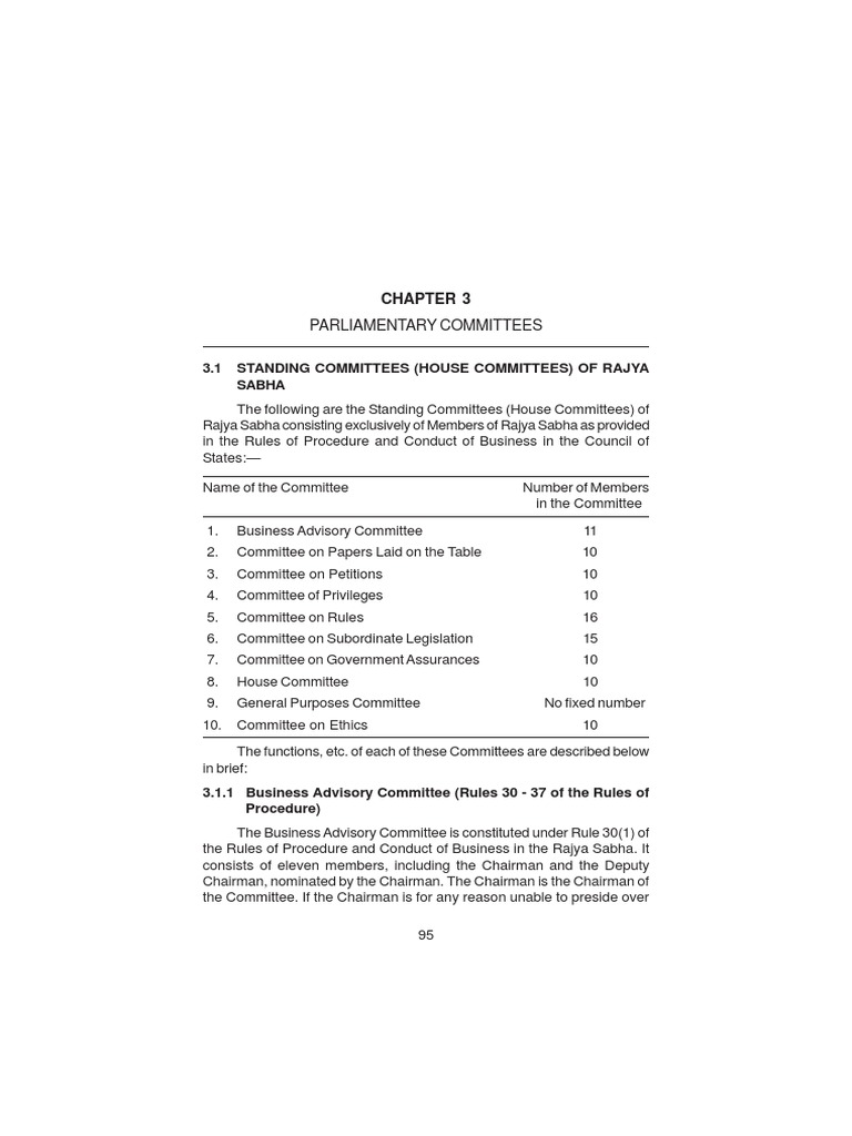 Parliamentary Committees: 3.1 Standing Committees (House Committees) of ...