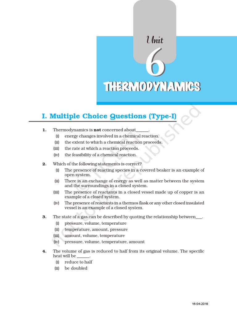 Class 11 NCERT Examplar | PDF | Enthalpy | Heat