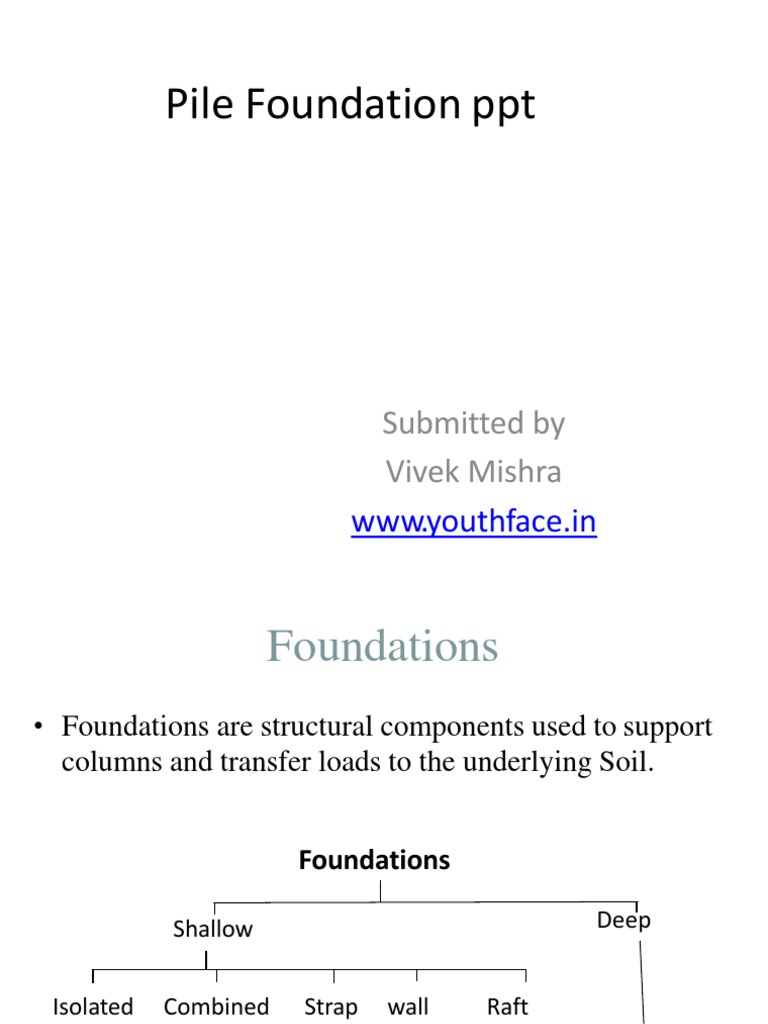 Pile Foundation PPT: Submitted by Vivek Mishra | PDF | Deep Foundation ...