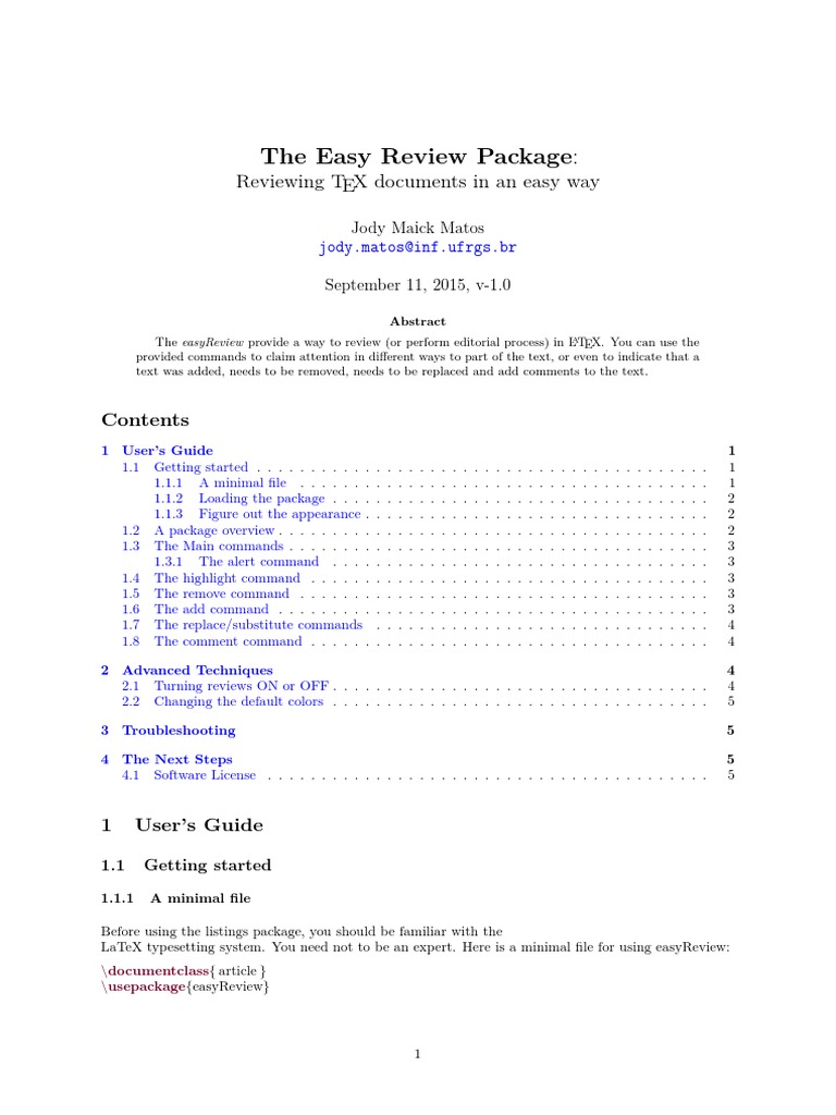 The Easy Review Package:: Reviewing TEX Documents in An Easy Way | PDF ...