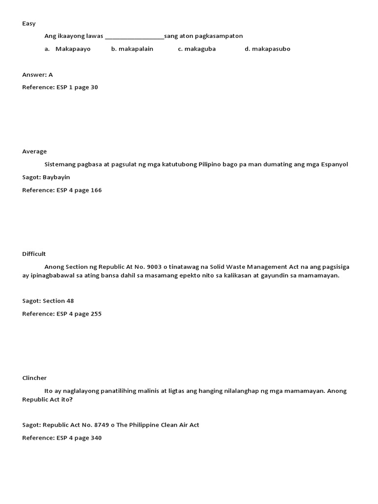 Esp Test Questions | PDF