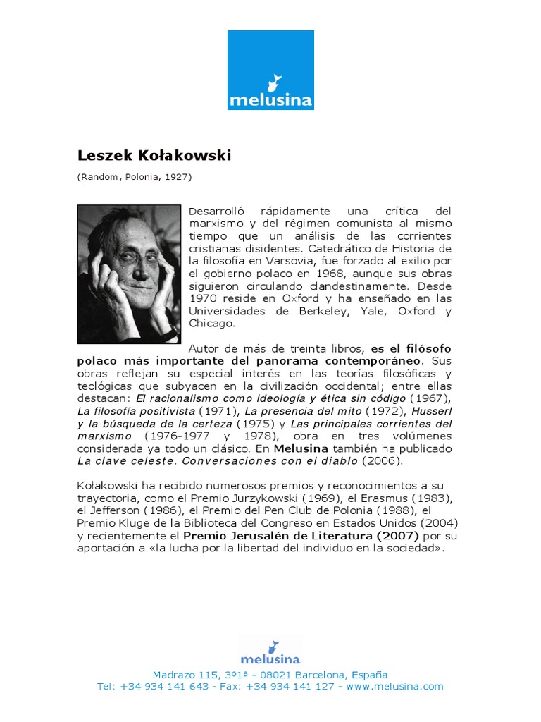 Leszek Kołakowski: Crítico del Marxismo | PDF | Ciencias sociales ...