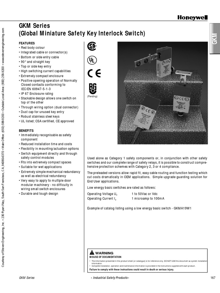 GKM Series (Global Miniature Safety Key Interlock Switch) : Features ...