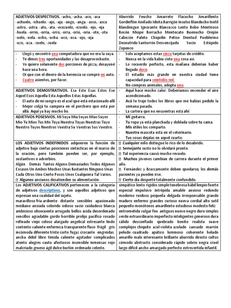 Adjetivos Despectivos | PDF | Adjetivo | Vocabulario