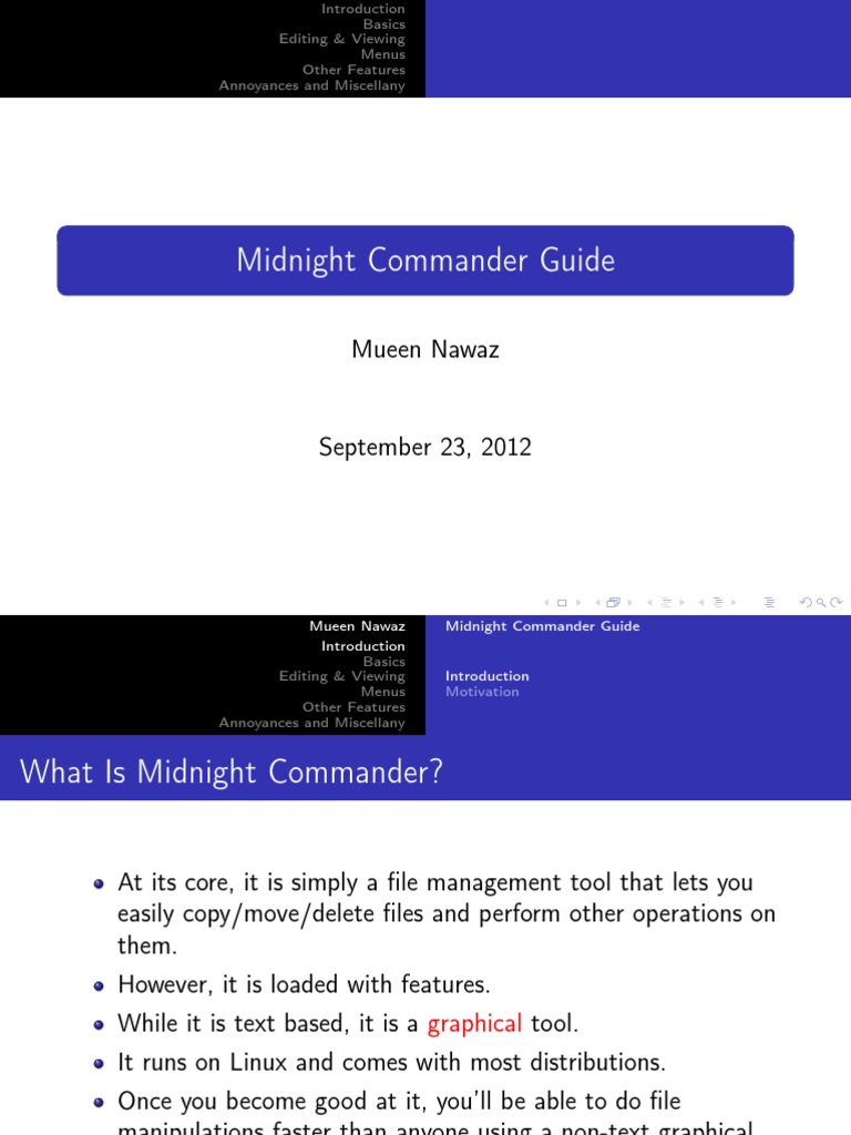 Midnight Commander Guide: Mueen Nawaz | PDF | Menu (Computing ...