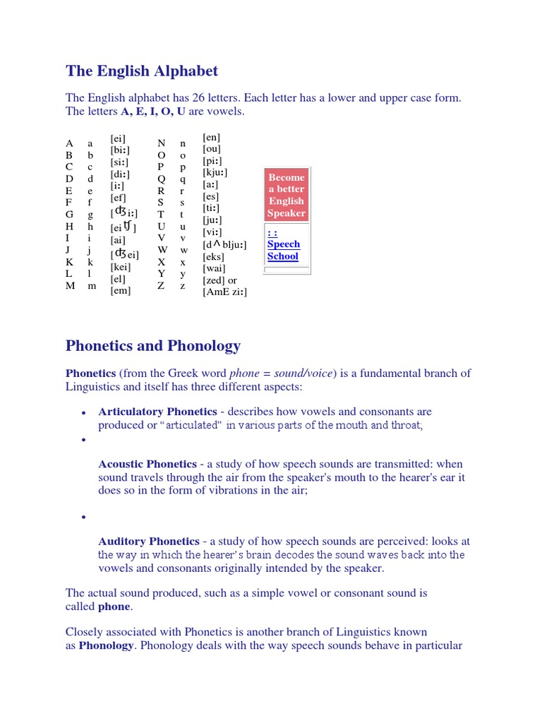 The English Alphabet | PDF | Phoneme | Vowel