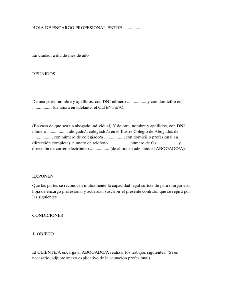 Hoja de Encargo Profesional | PDF | Póliza de seguros | Seguro