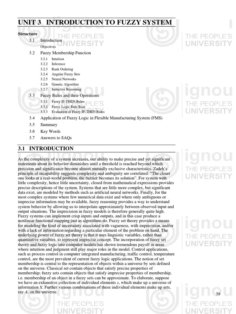 Unit 3 Introduction To Fuzzy System: Structure | PDF | Fuzzy Logic | Function (Mathematics)