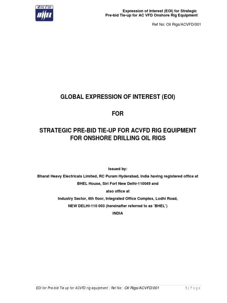 BHEL Rig Specs | PDF | Drilling Rig | Business