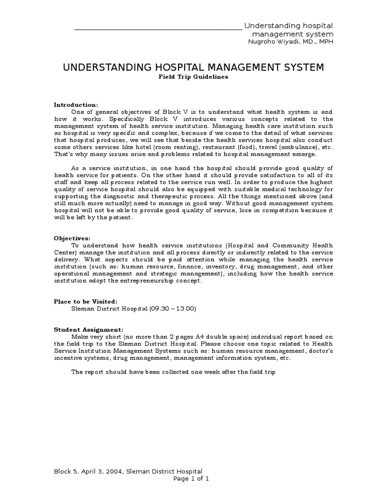 Field Trip Guidelines-Oho-Final (4 April 2004) | PDF | Hospital ...