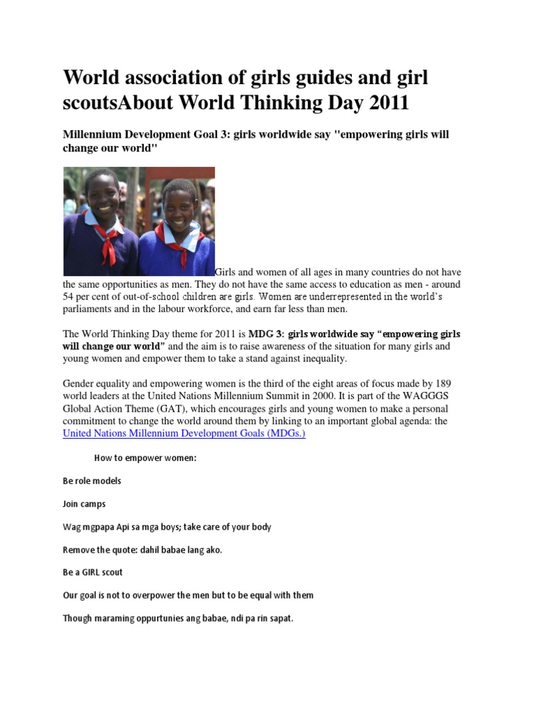 World Association of Girls Guides and Girl Scoutsabout World Thinking ...