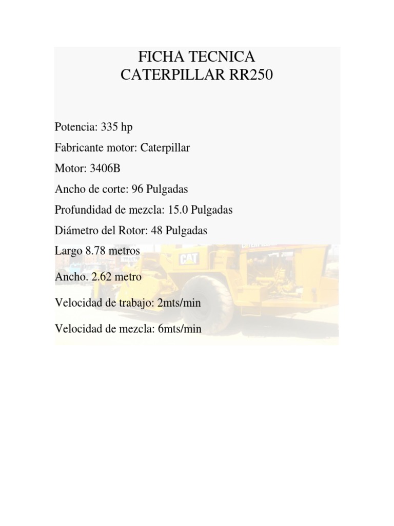 Ficha Tecnica Rr250 | PDF | Tecnología