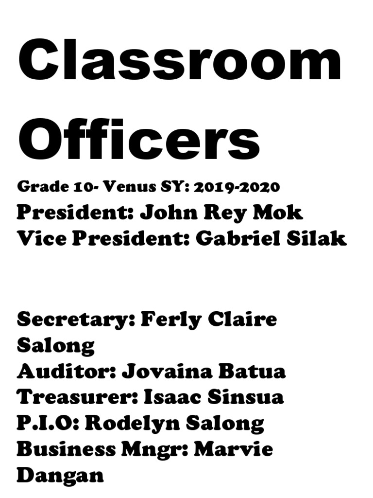 Classroom Officers | PDF | Social Science