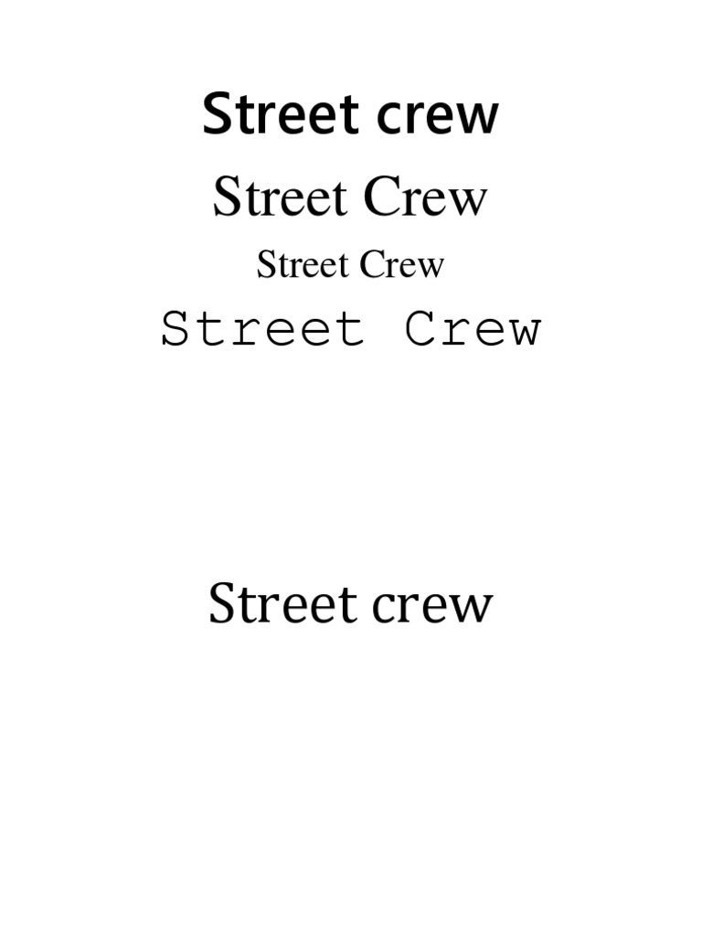 Street Crew Street Crew | PDF