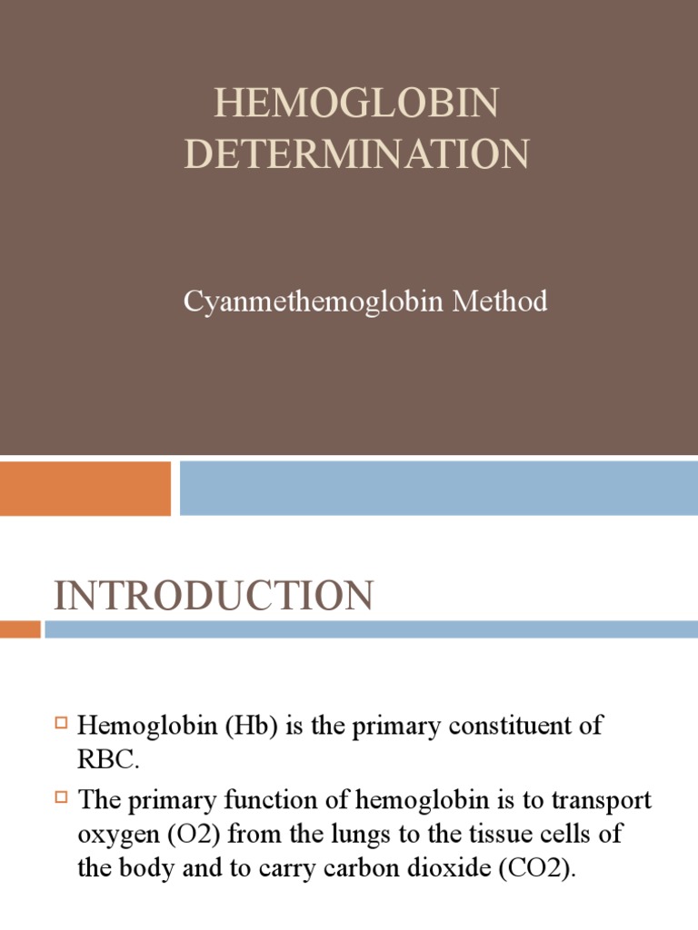Hemoglobin Determination: Cyanmethemoglobin Method | PDF | Hemoglobin ...