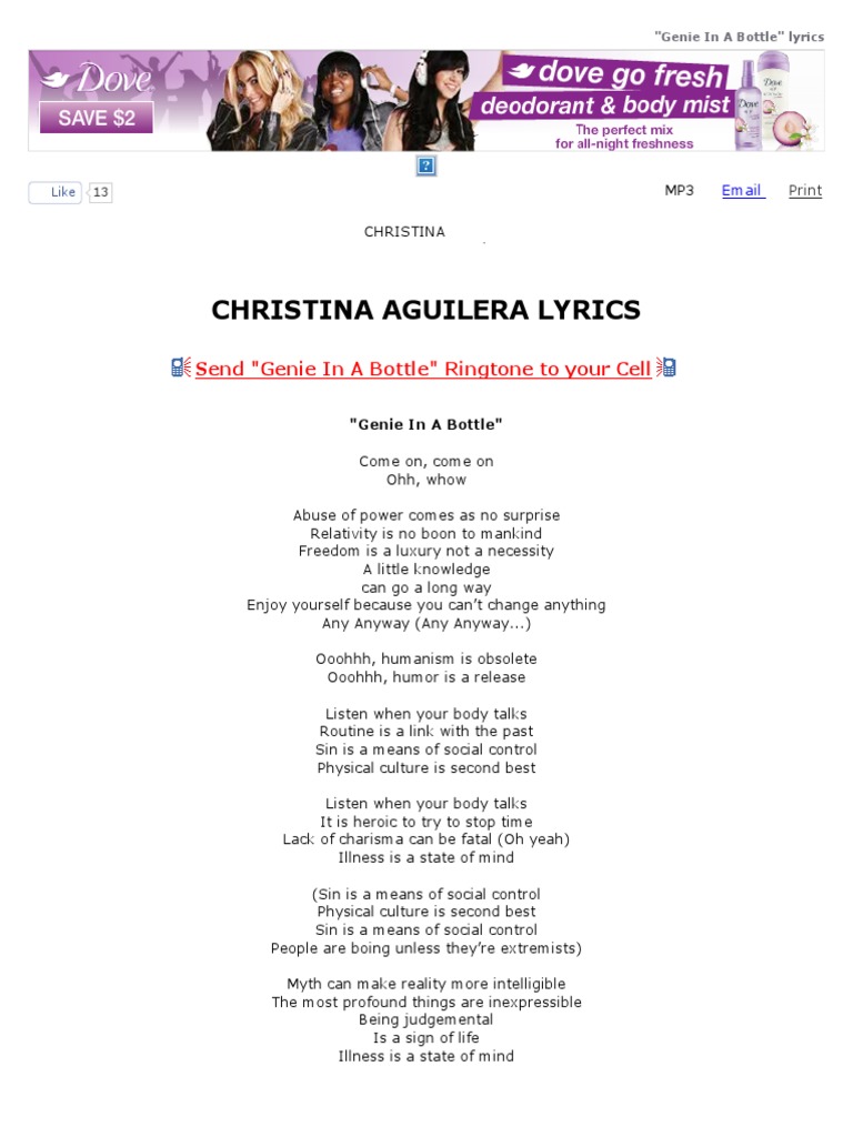Christina Aguilera Genie in A Bottle