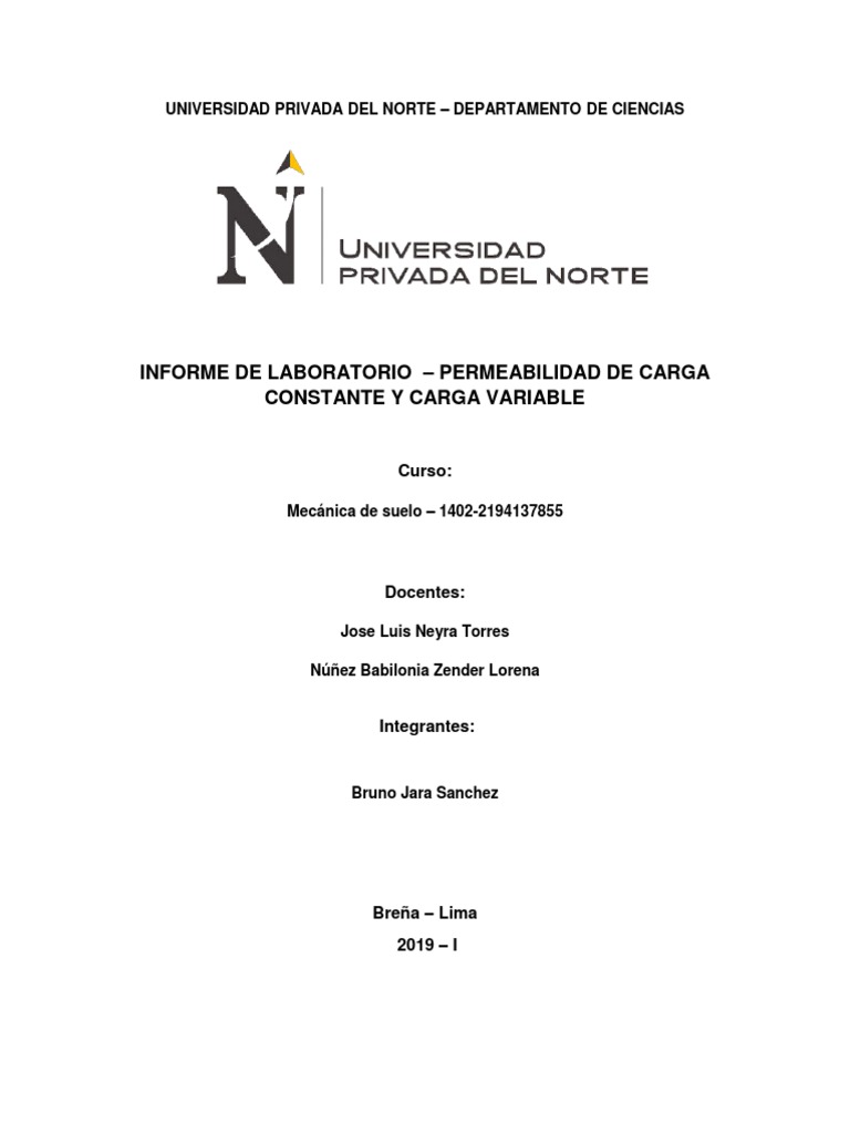 Lab Perm | PDF | Permeabilidad (Ciencias de la Tierra) | Laboratorios