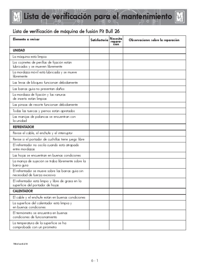 Check List Termofusion 26 | PDF