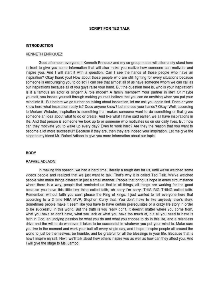 Script For Ted Talk 2 | PDF