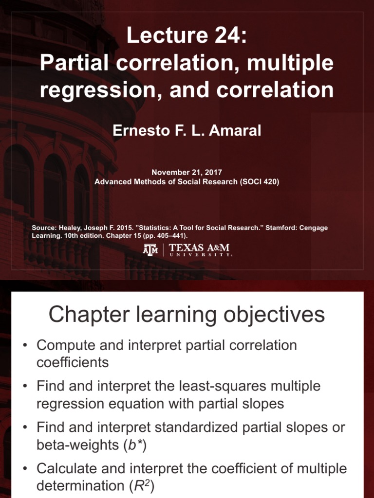 Partial Correlation, Multiple Regression, and Correlation: Ernesto F. L. Amaral | PDF ...