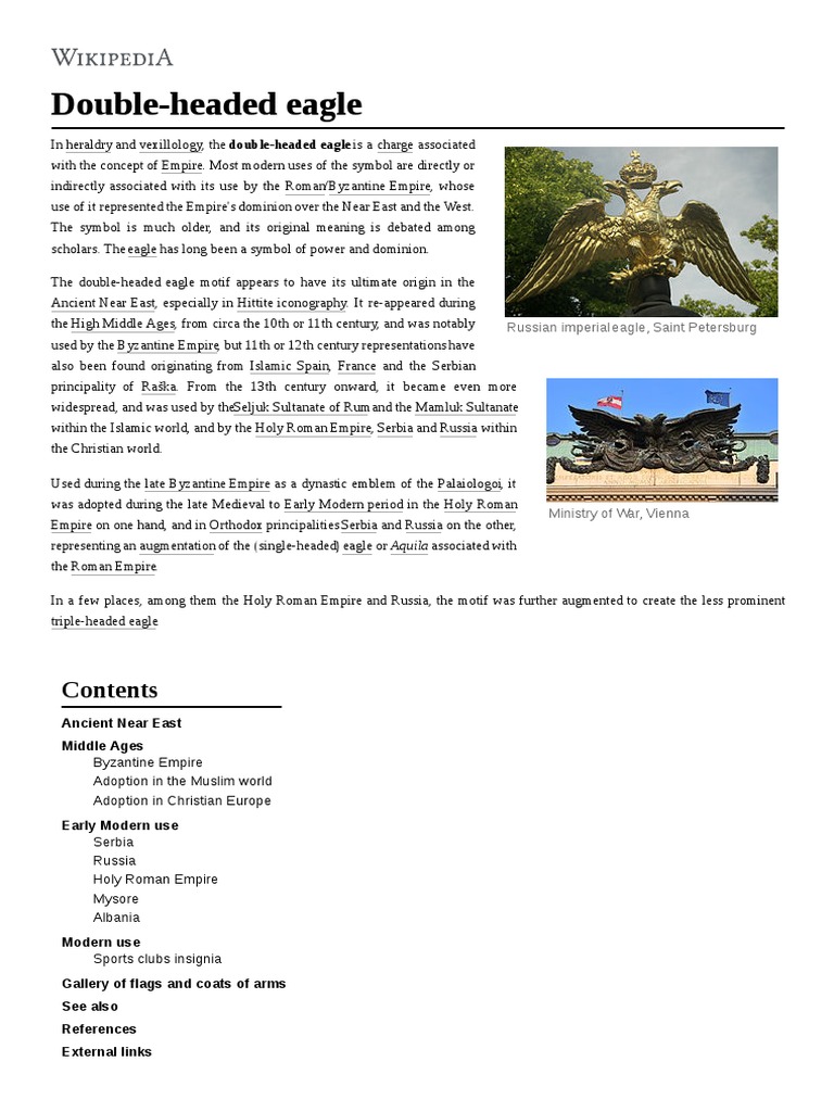 Double-Headed Eagle - Wikipedia | PDF | Heraldry | Symbols