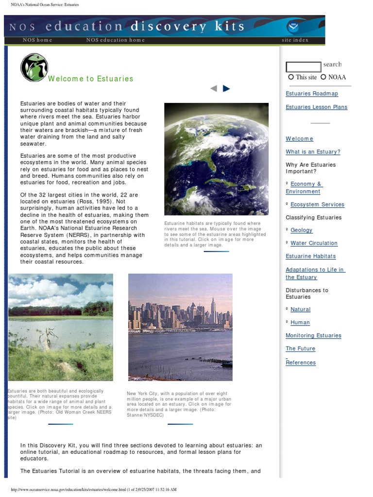 Welcome To Estuaries: NOS Home NOS Education Home Site Index | PDF ...