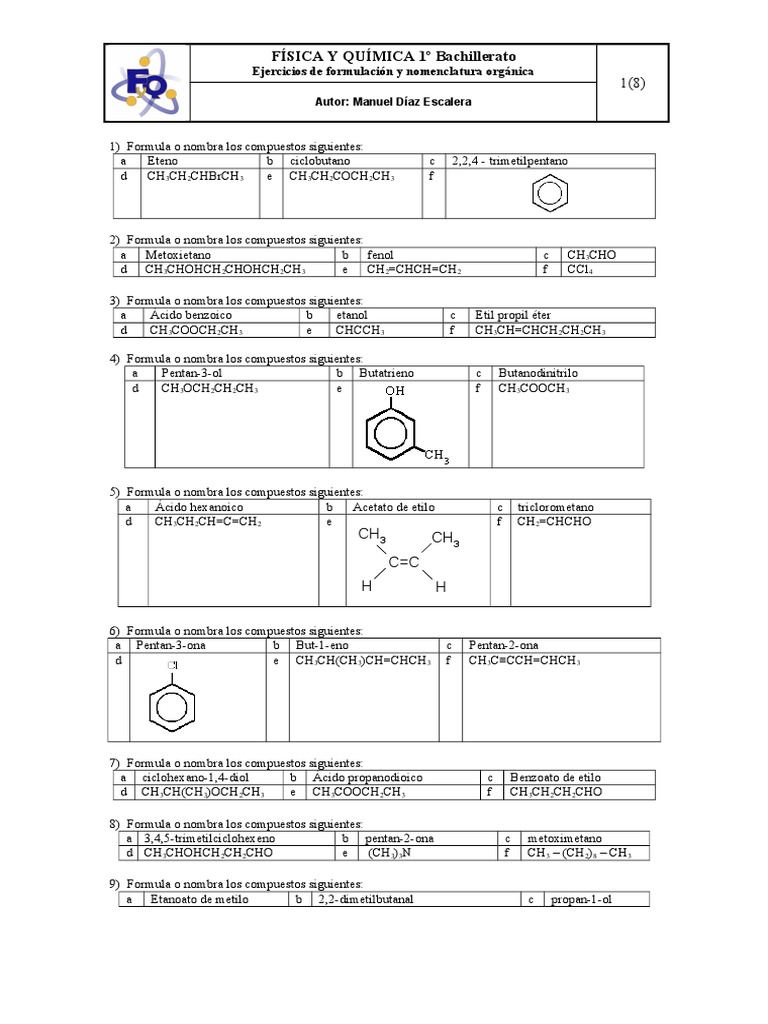 Formulación Orgánica | PDF | Sustancias químicas | Compuestos químicos