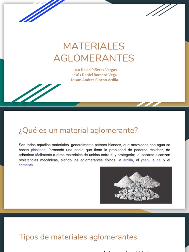Tipos y Usos de Materiales Aglomerantes | PDF | Yeso | Cemento