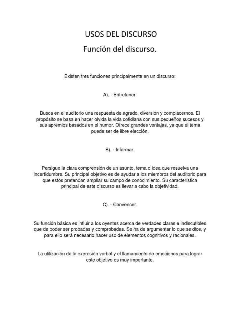 Usos Del Discurso | PDF | Discurso | Comunicación