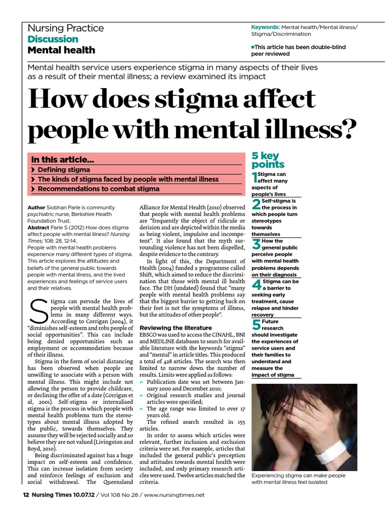 How Does Stigma Affect People With Mental Illness | PDF | Mental ...