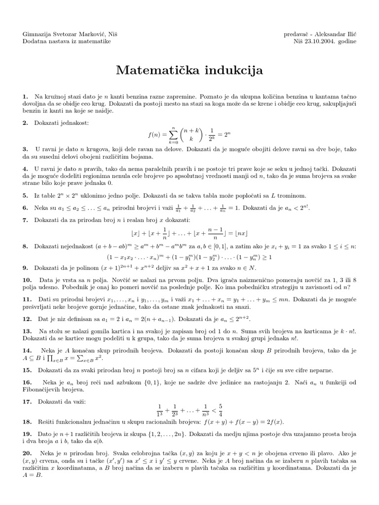 Matematicka Indukcija Ai | PDF