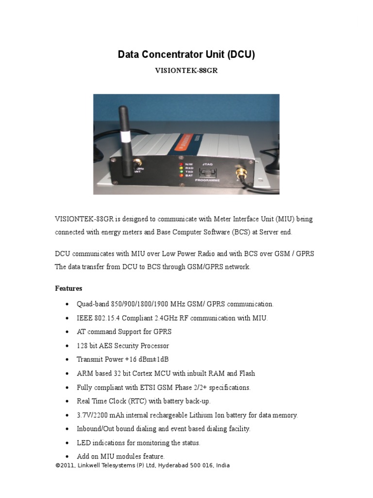 Data Concentrator Unit (DCU) : Visiontek-88Gr | PDF | General Packet ...