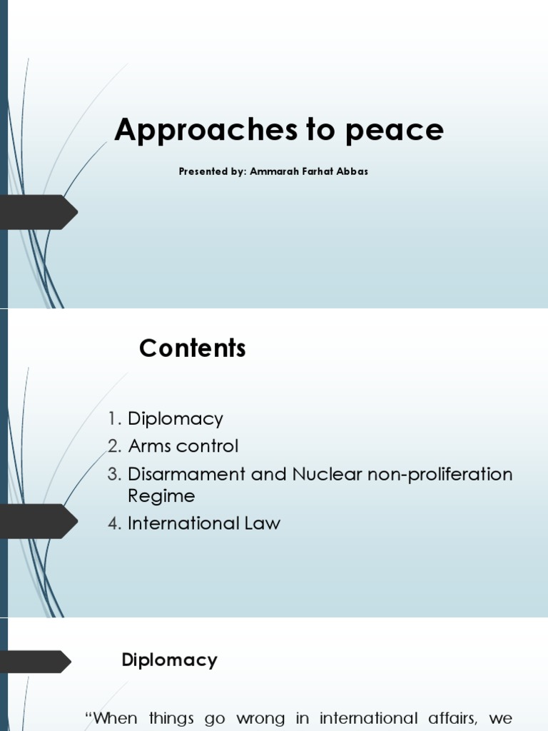 Three Approaches To Peace A Framework For – YLEAV