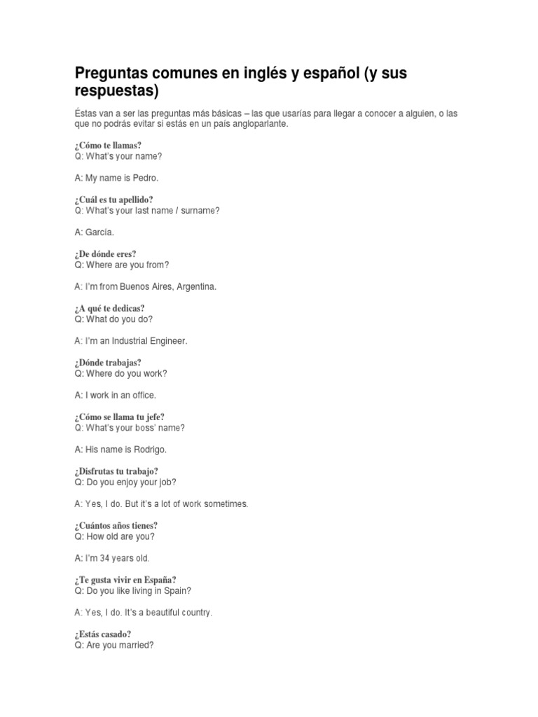 Preguntas Comunes | PDF | Idiomas