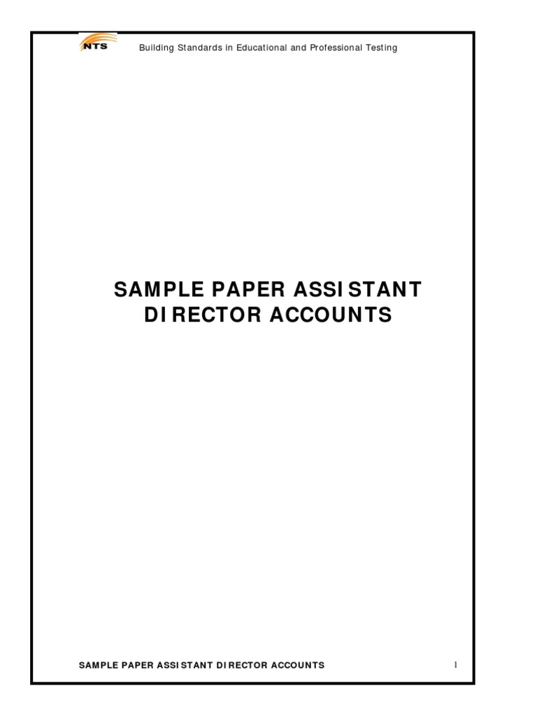 Sample Paper Assistant Director Accounts | Download Free PDF | Balance ...