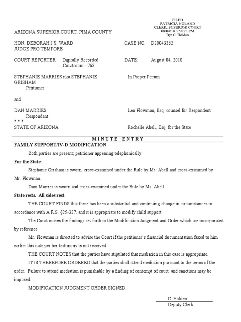 Minute Entry Family Support/Iv-D Modification | Download Free PDF ...