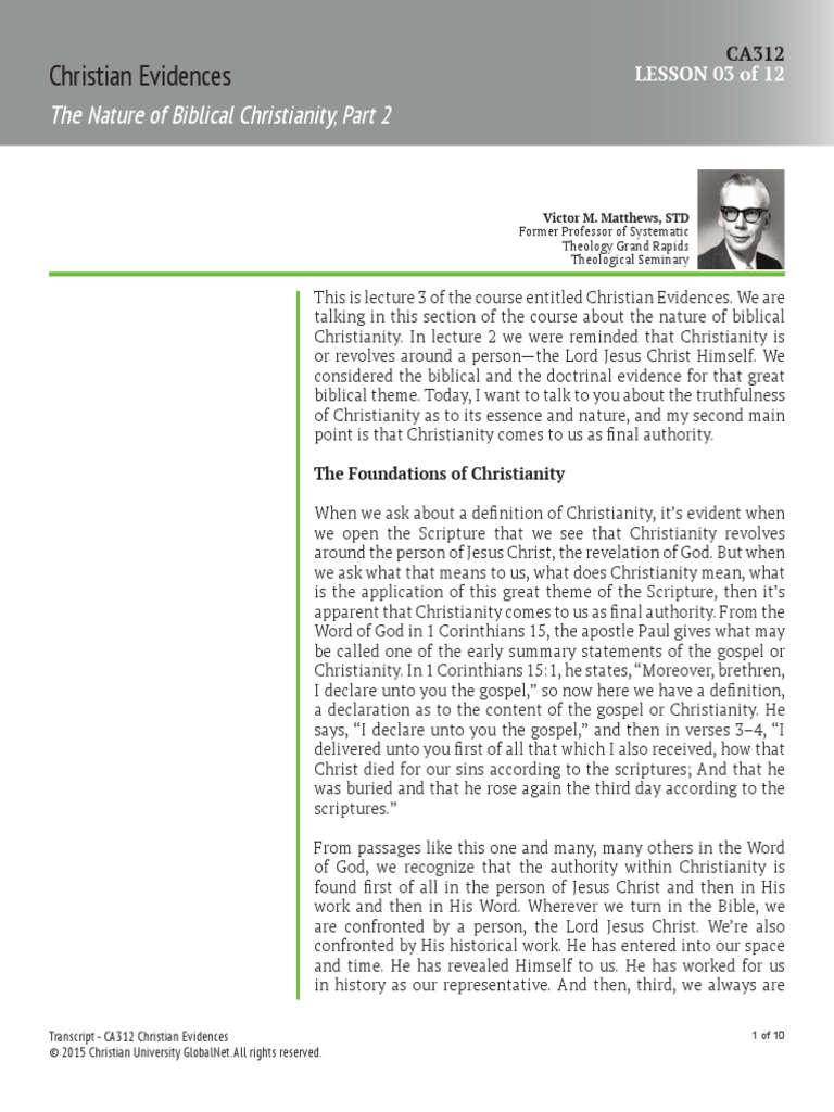 Christian Evidences: The Nature of Biblical Christianity, Part 2 | PDF ...