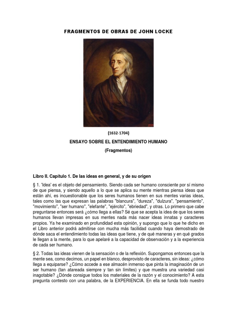 Fragmentos de Obras de John Locke | PDF | Alma | Mente