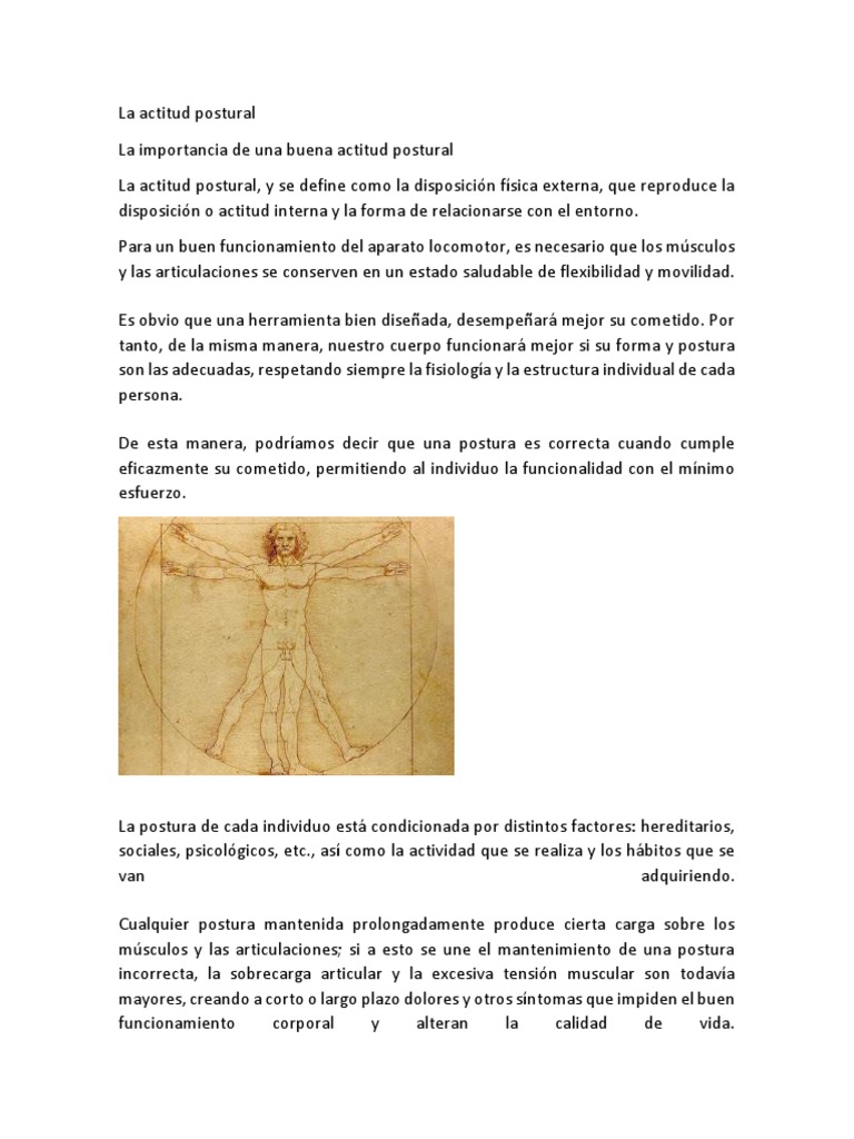 La Actitud Postural | PDF | Educación Física | Actitud (psicología)