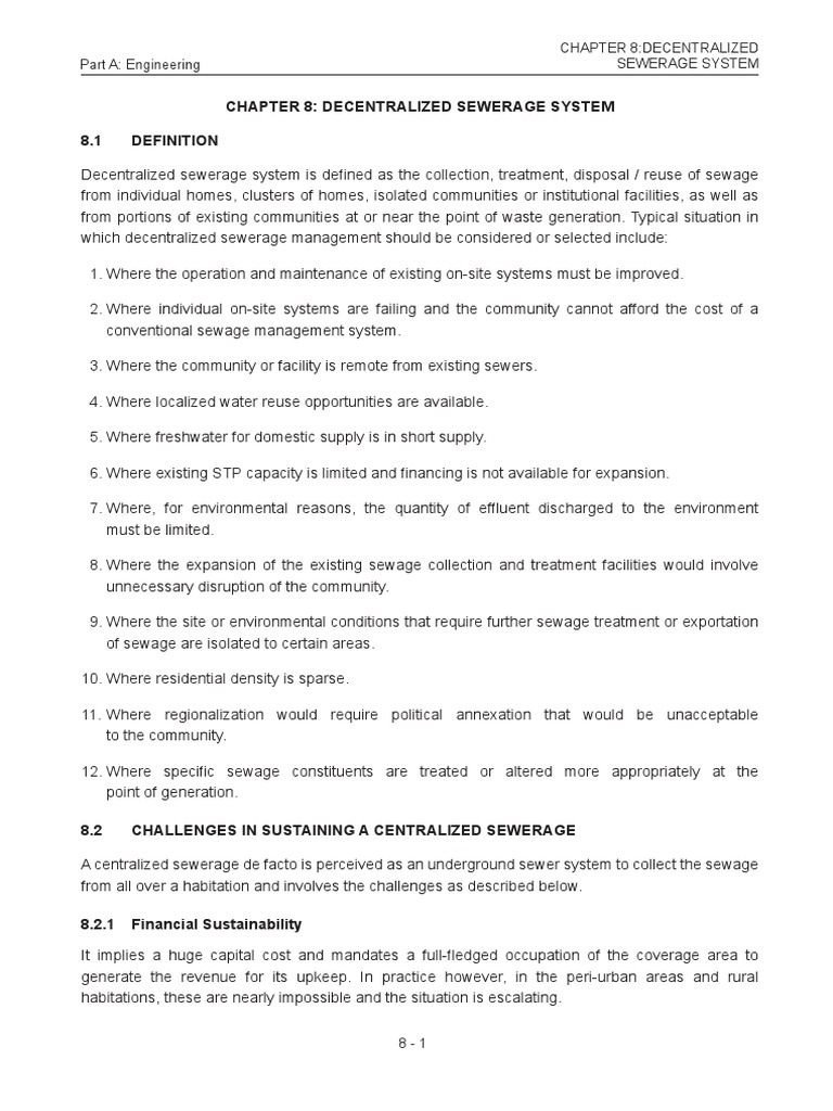 Part A: Engineering Chapter 8:decentralized Sewerage System | PDF | Sanitary Sewer | Sewage ...