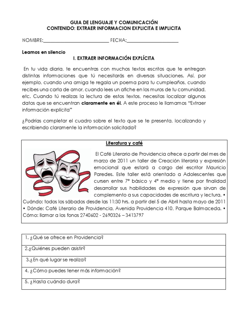 Comprensión Lectora Explícito e Implícito | PDF | Puma | Información