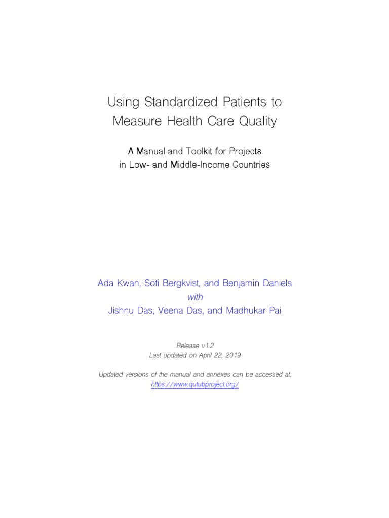 Using Standardized Patients To Measure Health Care Quality | PDF ...