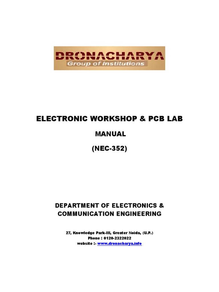 Electronic Workshop & PCB Lab: Manual (NEC-352) | PDF | Printed Circuit Board | Passivity ...