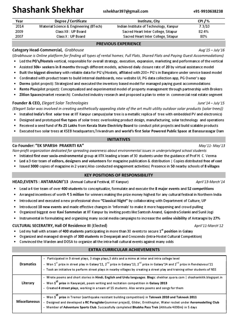 Shashank Shekhar Resume | PDF