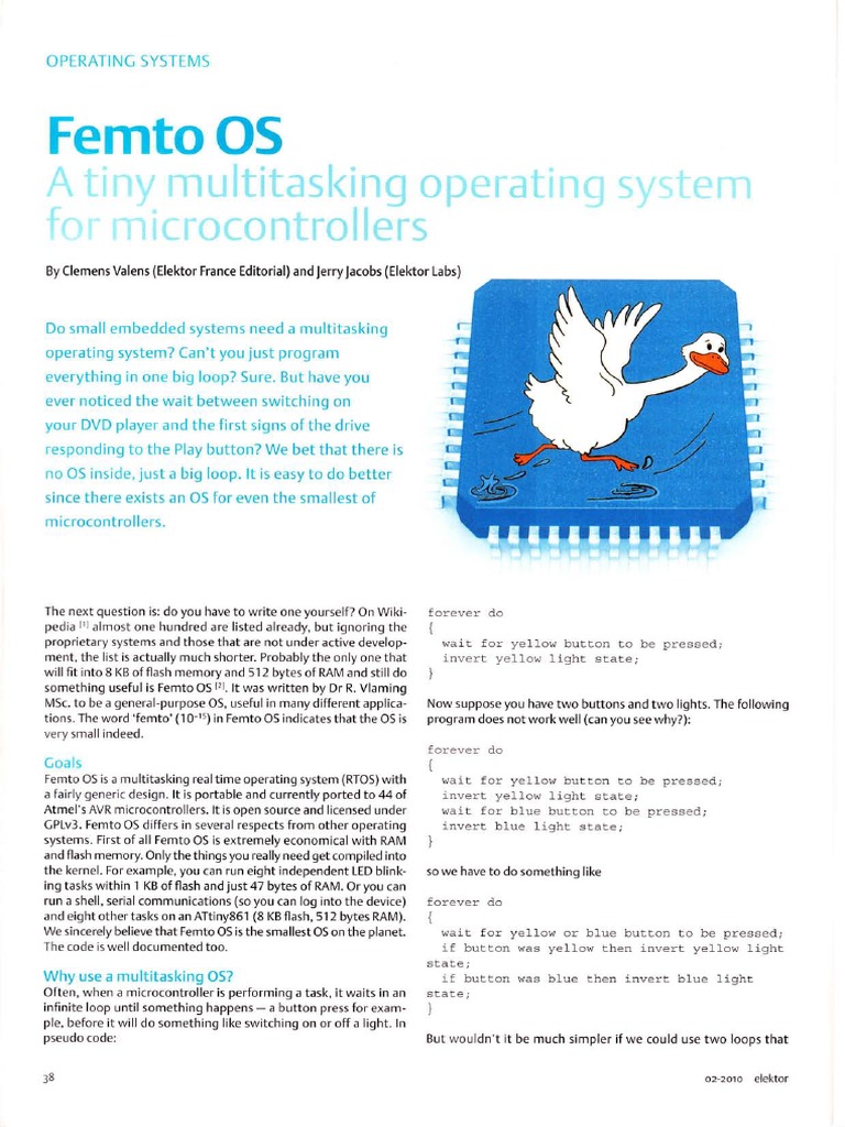 Sistema Operativo Femto | PDF | Scheduling (Computing) | Operating System