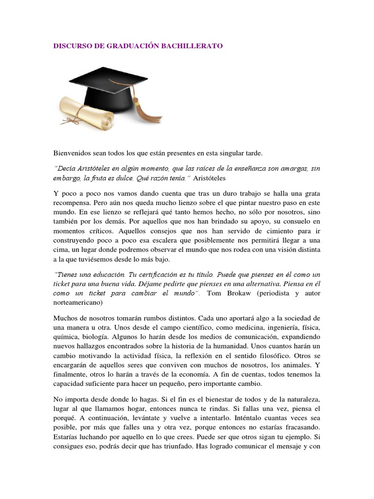 Discurso Emotivo de Graduación Bachillerato | PDF | Aristóteles | Escuelas